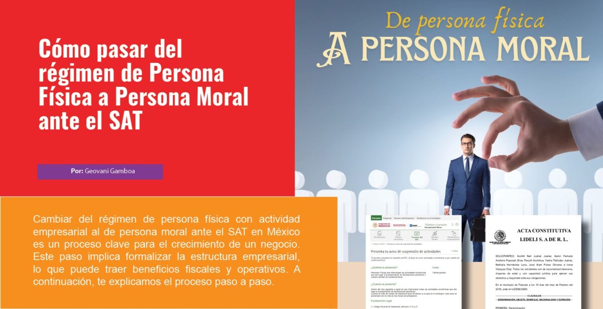 Cómo pasar del régimen de Persona Física a Persona Moral - Integra Magazine